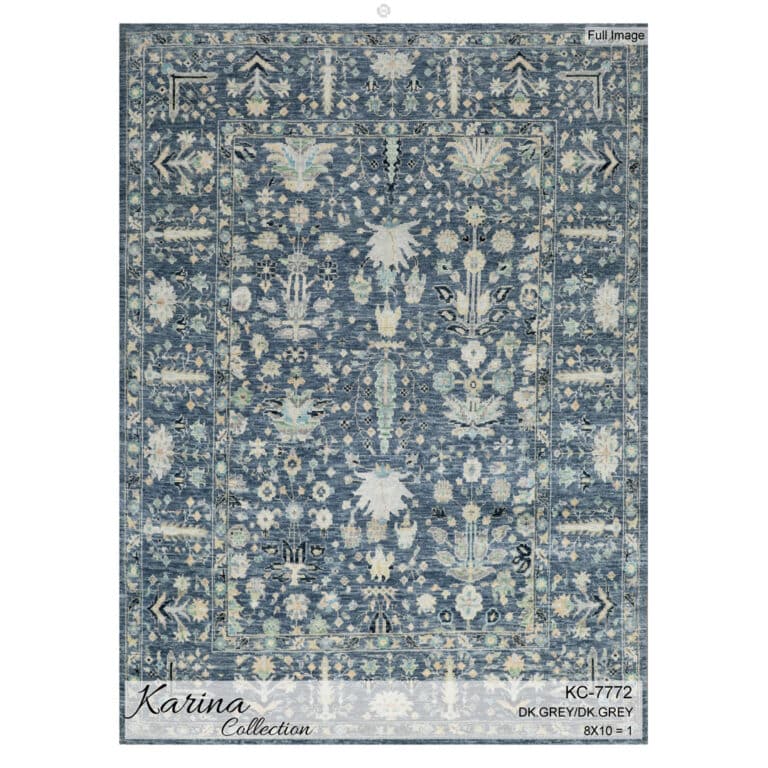 Eloquent Oushak - Blue/Gray Wool Rug - 8' x 10' ft. - Rouzati Rugs