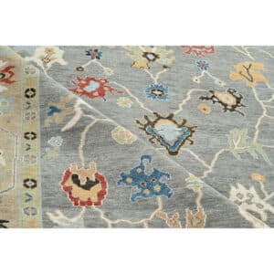 Lively Multicolored Oushak - Hand-Knotted 100% Wool Beige and Gray Rug ...
