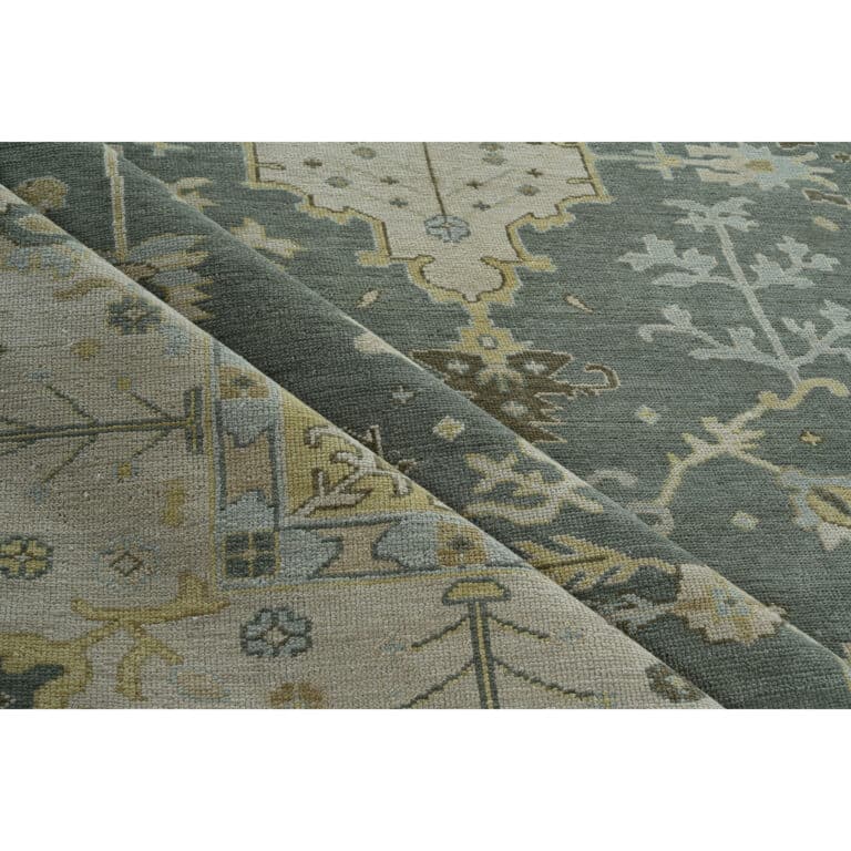 Evergreen Fog Oushak - Hand-Knotted Wool Gray/Green Rug - 9'8" x 12' ft ...